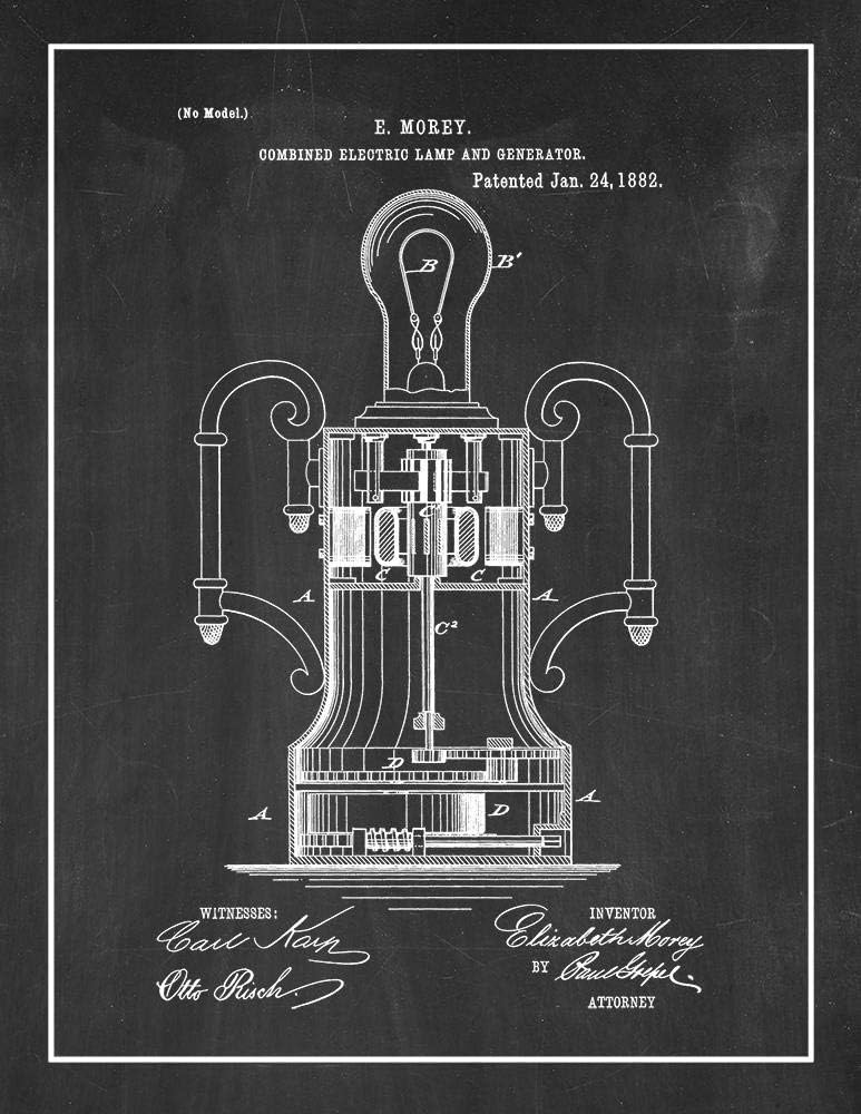 Amazon.com: Combined Electric Lamp and Generator Patent Print ...