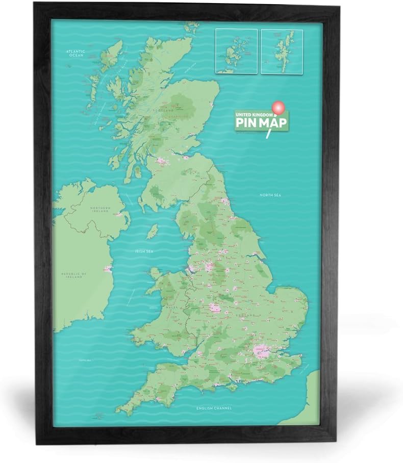 Map Of The UK Pinboard - Made Of Composite With Frame 53 x 76cm - Memo ...