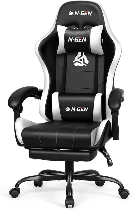 Amazon.com: N-GEN GAMING Video Gaming Chair with Footrest Lumbar ...