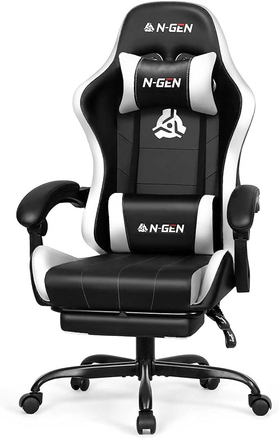 Amazon.com: N-GEN GAMING Video Gaming Chair with Footrest Lumbar ...