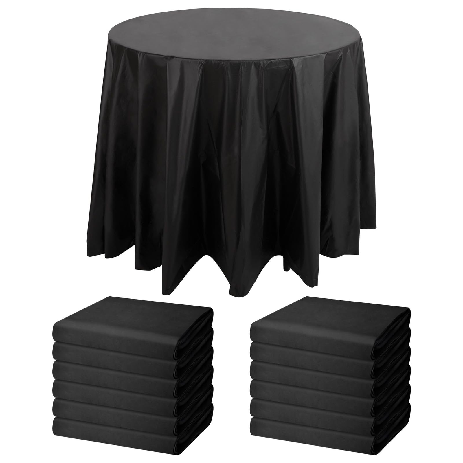 Amazon.com: Juvale 12-Pack Black Plastic Tablecloth - 84-Inch Round ...