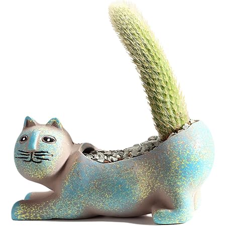 Amazon.com : DIYOMR Cat Planter Animal Succulent Pots, Ceramic Cat Mini ...