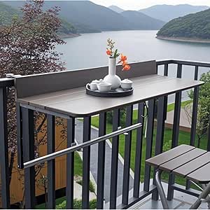 Amazon.com: Balcony Bar Table for Railings - Adjustable Hanging Folding ...