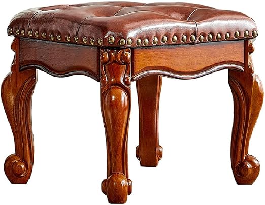 Amazon.com: Upholstered Leather Footstool Chair for Living Room Sofa ...