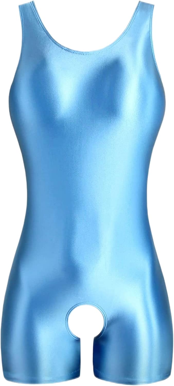 Amazon.co.jp: MJINM ノースリーブショーツタイツ レーディスノースリーブレオタード コスチューム ゼンタイ 激密着.目立つ ...