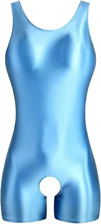 Amazon.co.jp: MJINM ノースリーブショーツタイツ レーディスノースリーブレオタード コスチューム ゼンタイ 激密着.目立つ ...