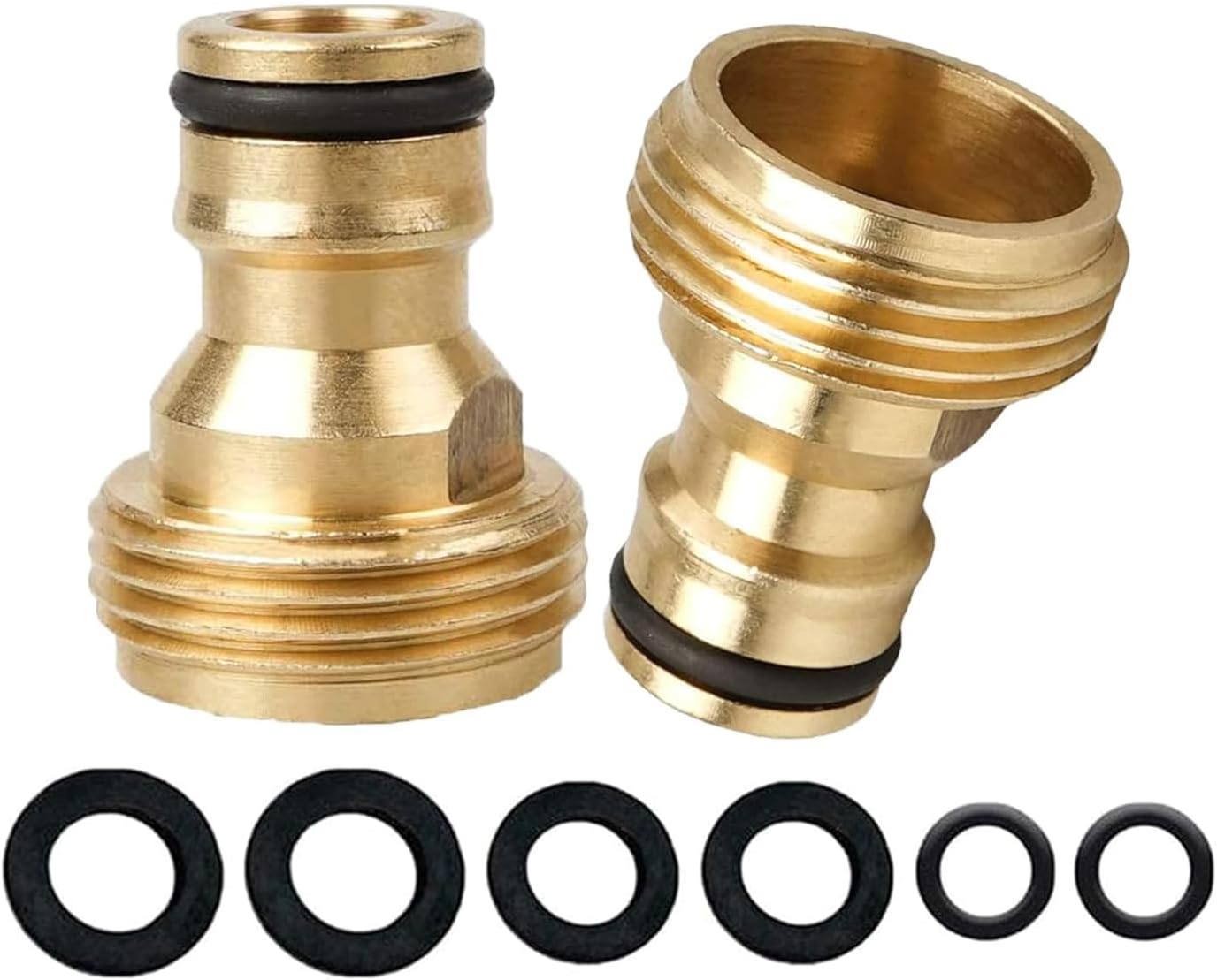 2 Pack Brass Garden Hose Tap Connector, 3/4 inch Brass Male Threaded ...