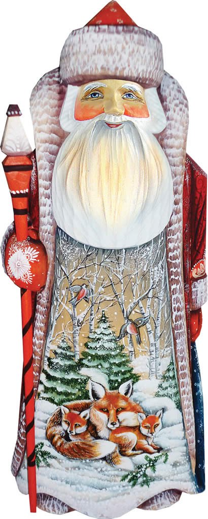 Amazon.com: Friendly Foxes Santa, Woodcarved Figurine by G.DeBrekht ...
