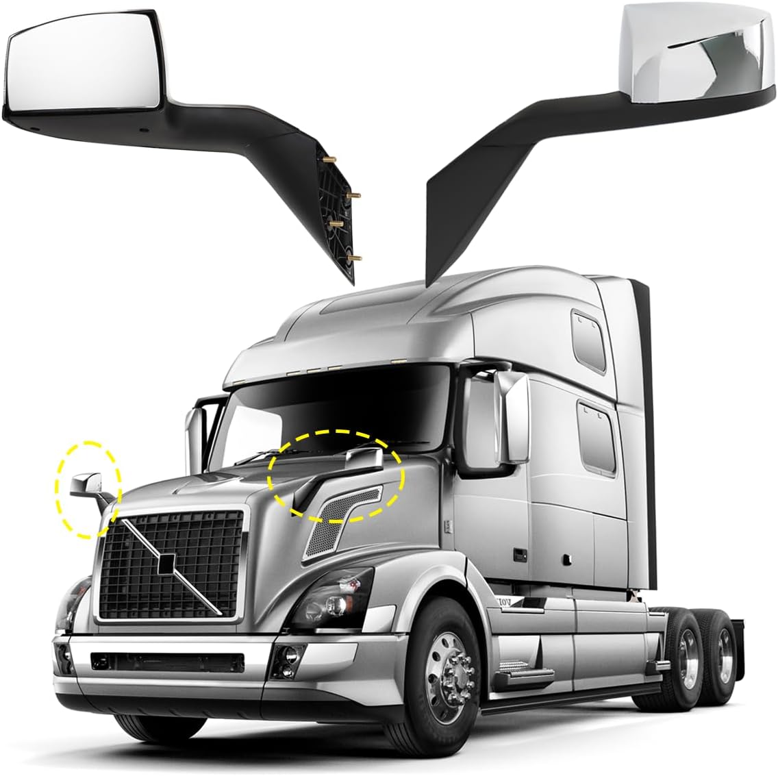 Amazon.com: CPOWACE Chrome Hood Mirror Assembly with LED Light ...