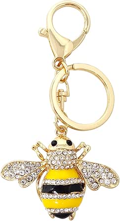 Amazon.com: Honbay 1PCS Rhinestone Little Bee Keychain Bumble Bee ...