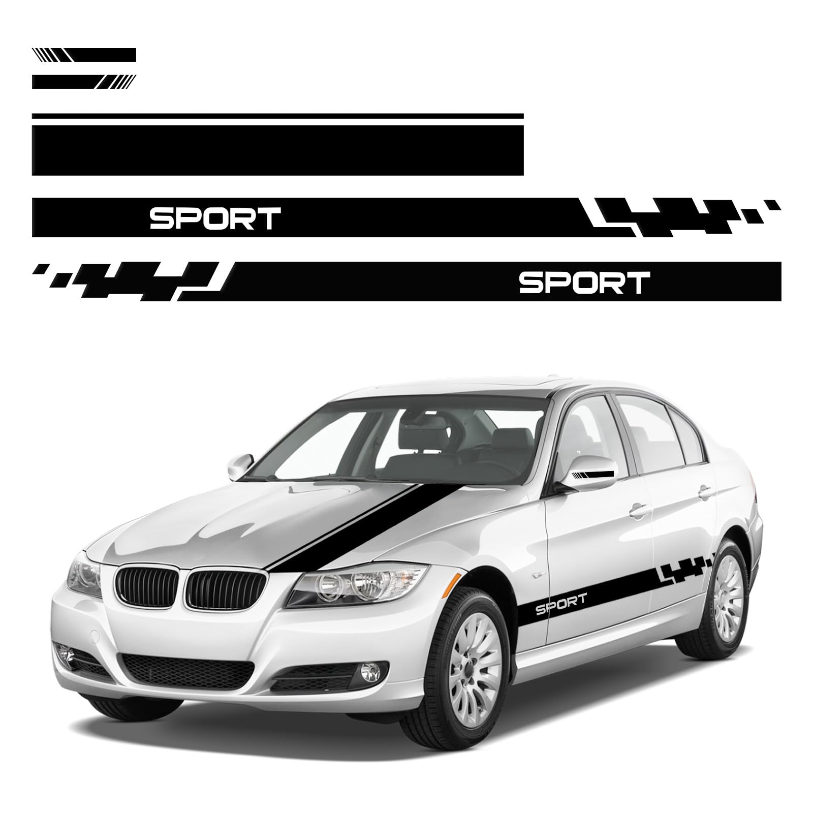 Amazon.com: Dickno 5PCS Car Hood Stripe Sticker, Vinyl Auto Body Side ...