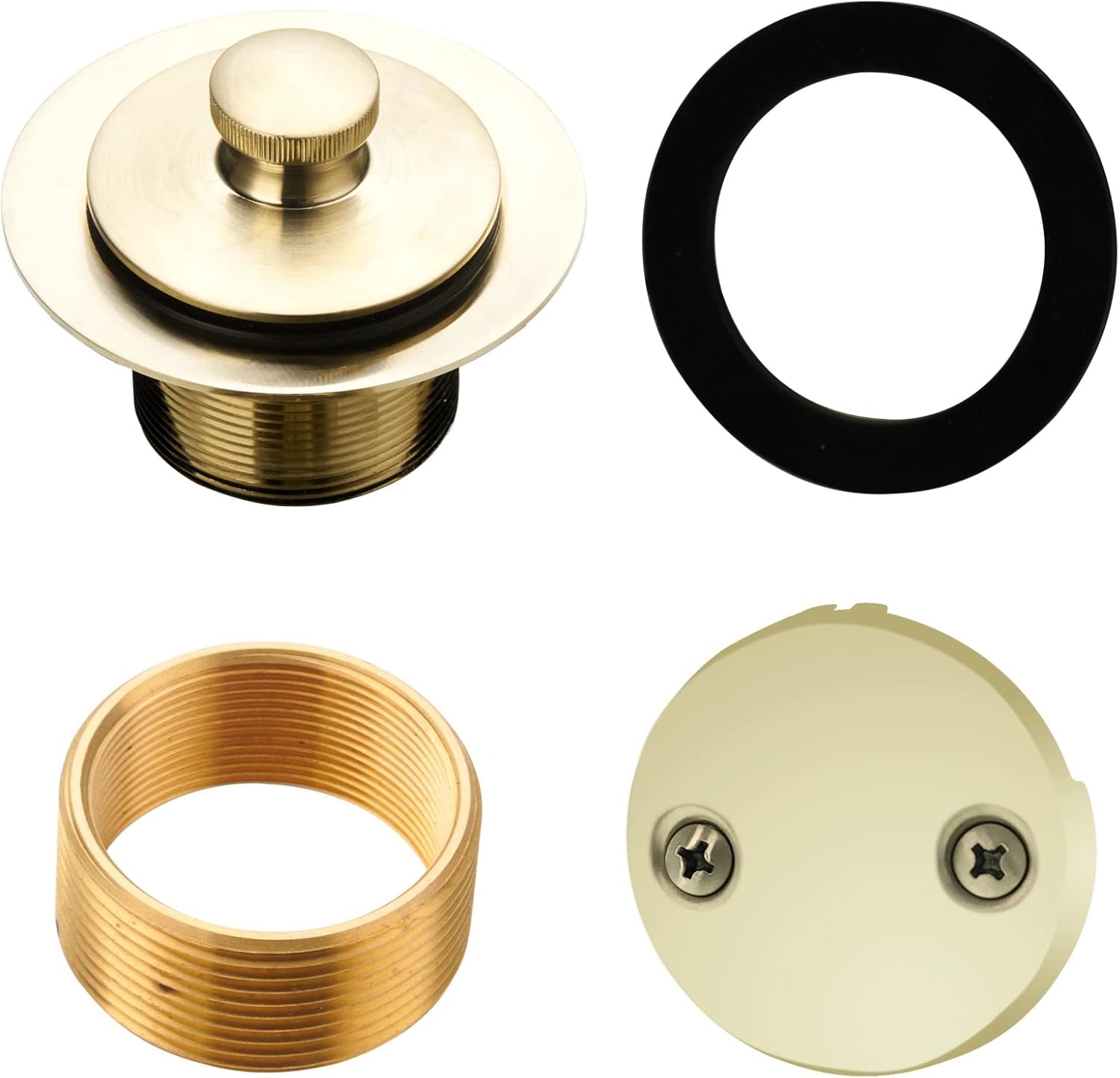 Gold Brushed tub Drain Lift &Turn Tub Trim Set with Two-Hole Overflow ...