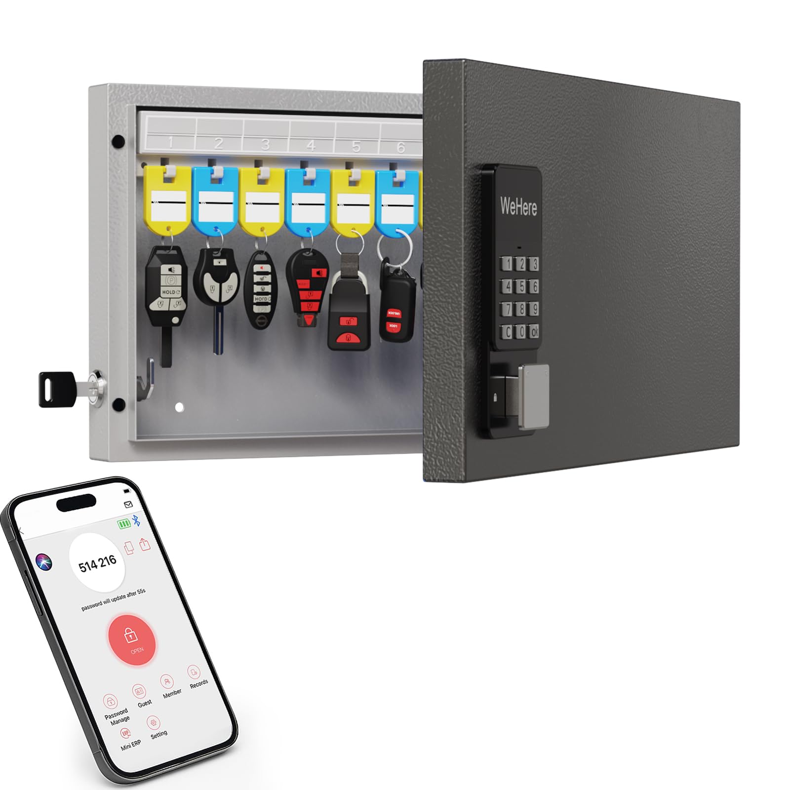 Snapklik.com : 24 Key Lock Box Wall Mount, Smart Key Cabinet, Use One ...