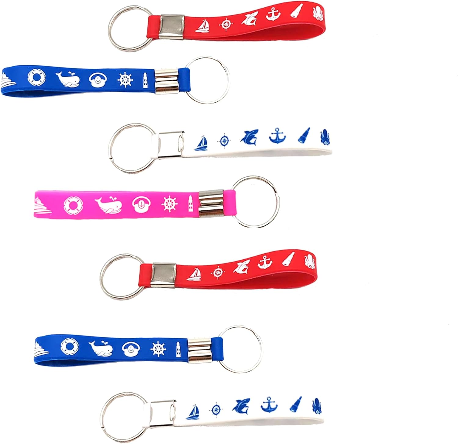 Amazon.com: 24 PCS Nautical Party Favors Rubber Keychains -Nautical ...