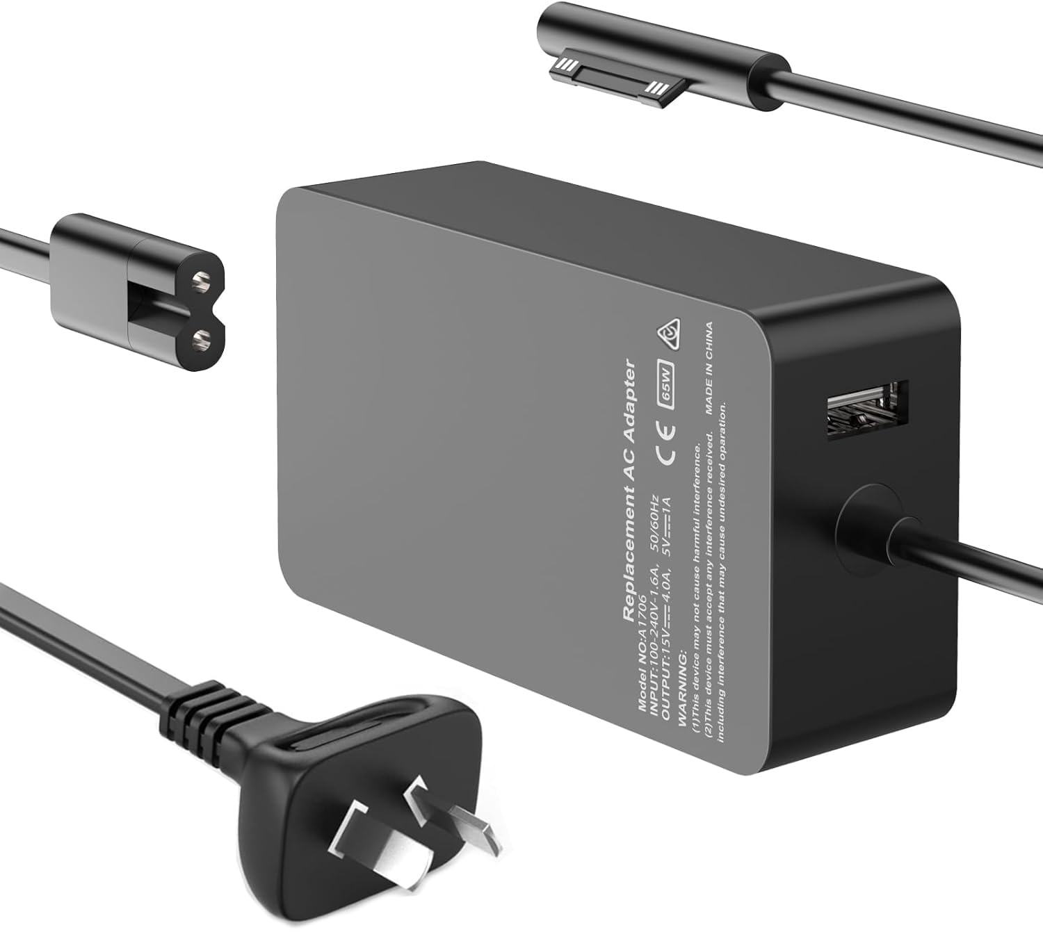 Laptop Charger 65W for Microsoft Surface Pro 3/4/5/6/7/7+/8/9/X Power ...