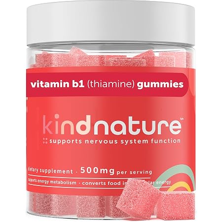 Amazon.com: Kind Nature Vitamin B1 Gummies - Chewable Thiamine 500mg ...