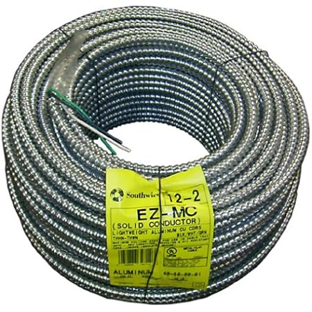 Southwire 68580055 250 ft 12/2 Solid CU MC Lite Cable, Aluminum ...