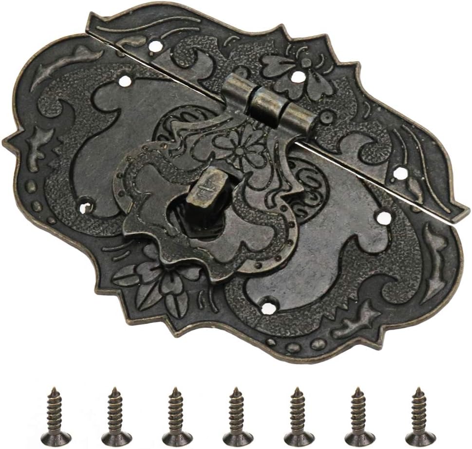 2 Pcs Decorative Hasp Latches Vintage Bronze Hook Lock with Clasp ...