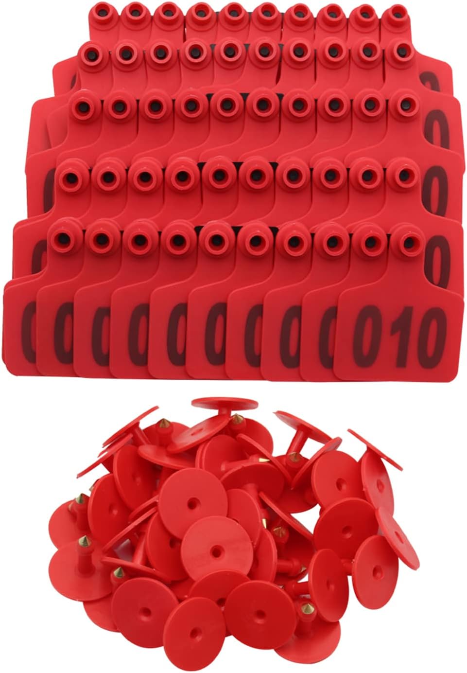 Amazon.com: 100PCS Cattle Ear Tags Numbered 001-100, Plastic Livestock ...