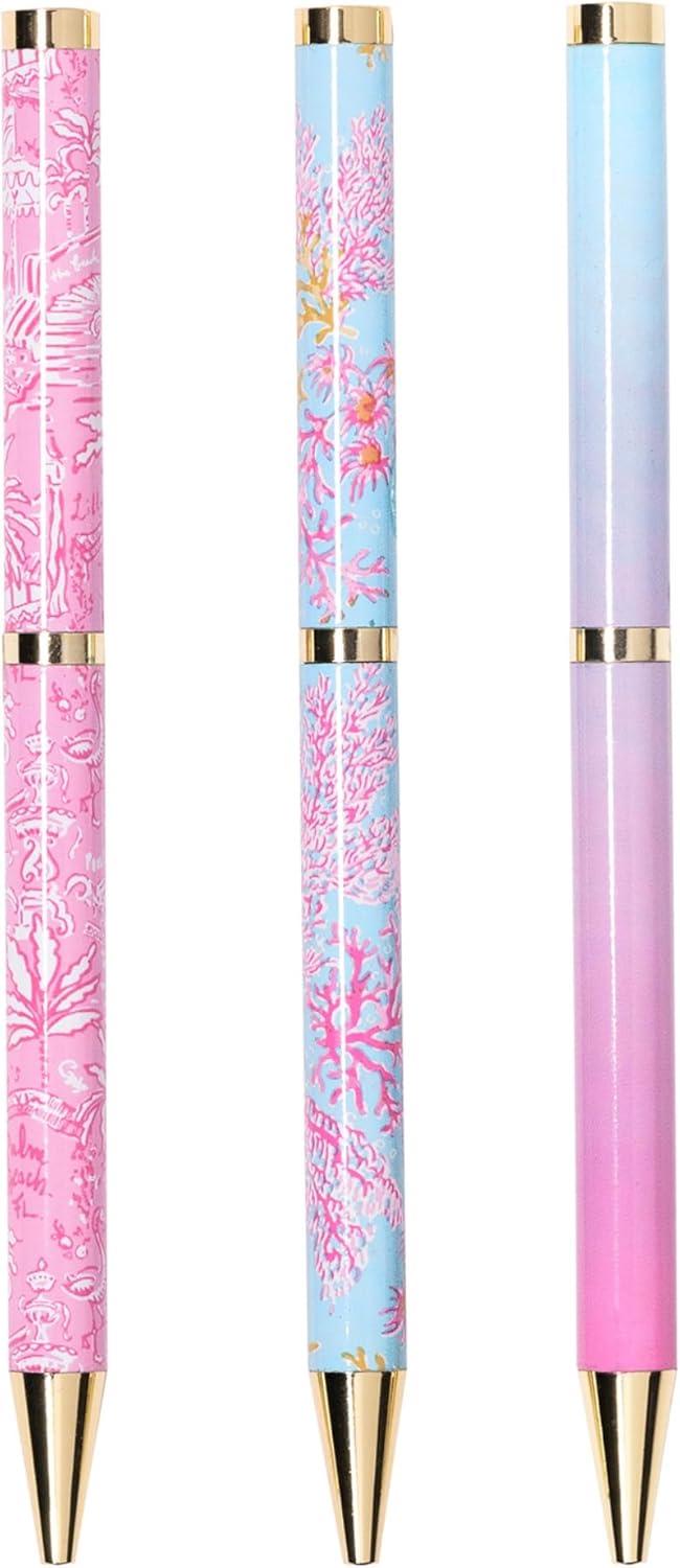 Amazon.com: Lilly Pulitzer Metal Ink Pen Set of 3, Twist Pens with ...