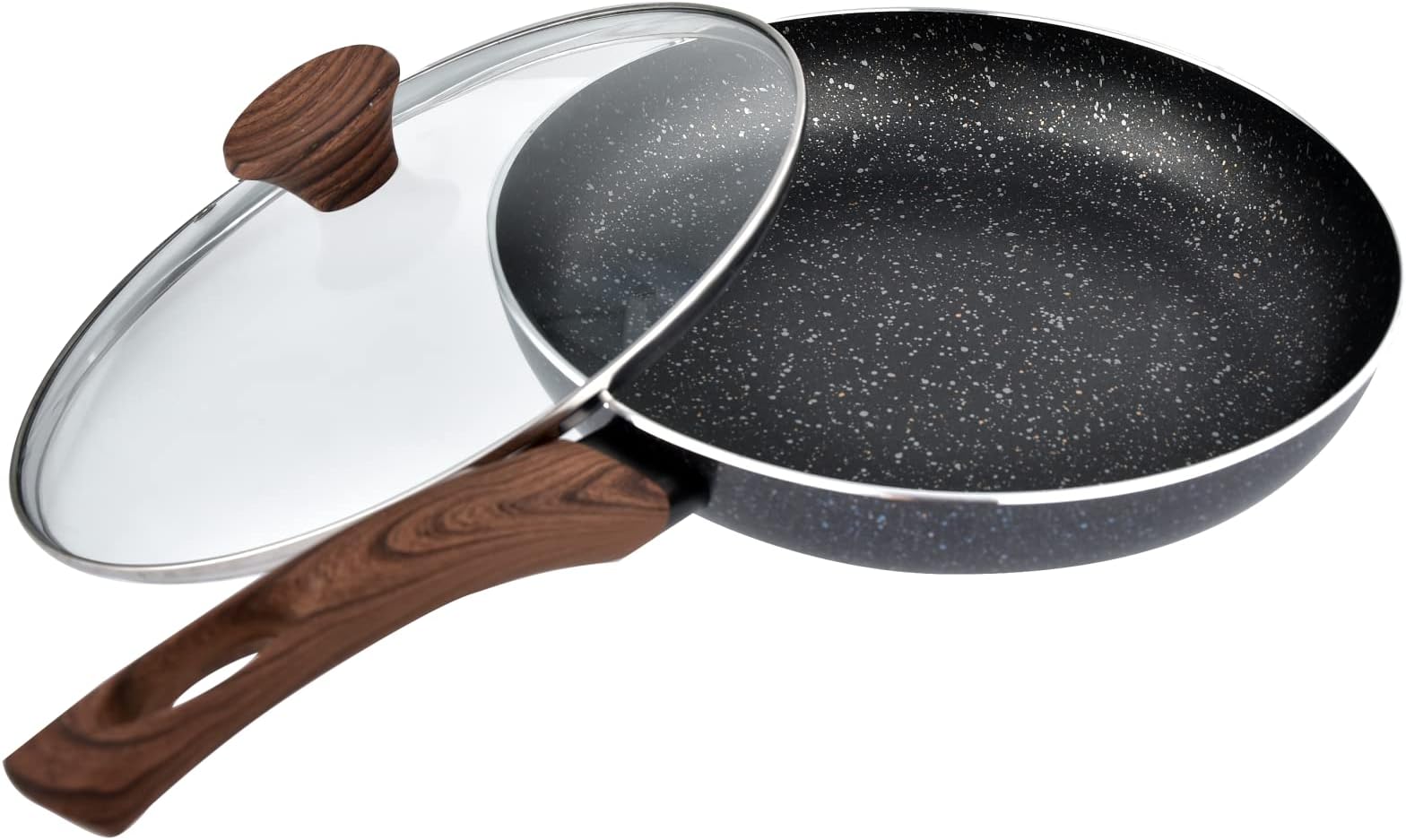 Ignite Cookware 28cm Marble Coated Non Stick Fry Pan with Glass Lid ...