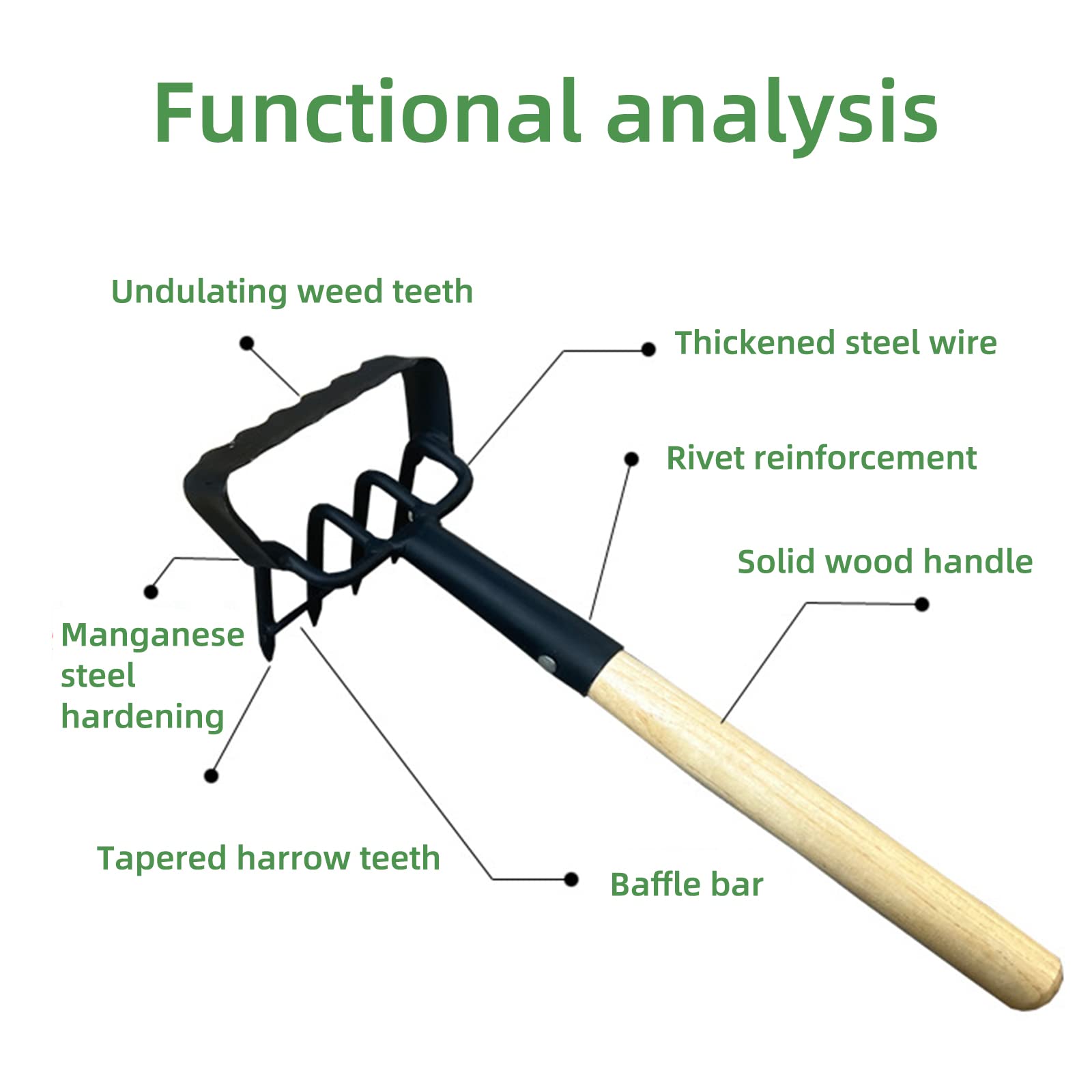 Snapklik.com : Garden Hoe, Cultivator Garden Tool, Heavy Duty 4 Tines ...