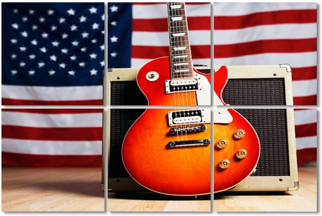 Amazon.com: 6 Pack Art Acoustic Panels American guitar flag Soundproof ...