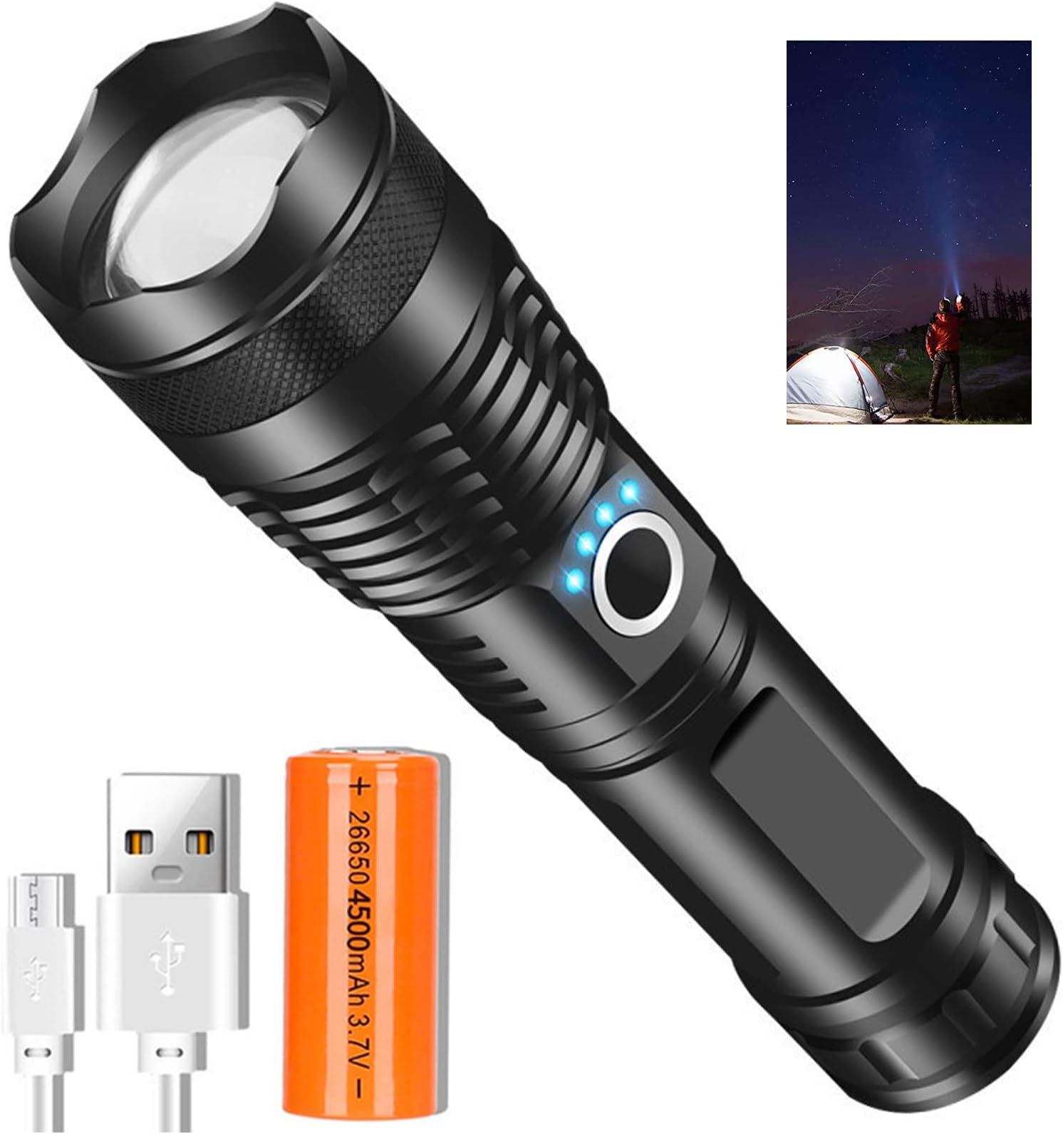 Linternas de Mano,AVEDISANTE Linterna recargable,linterna para ...