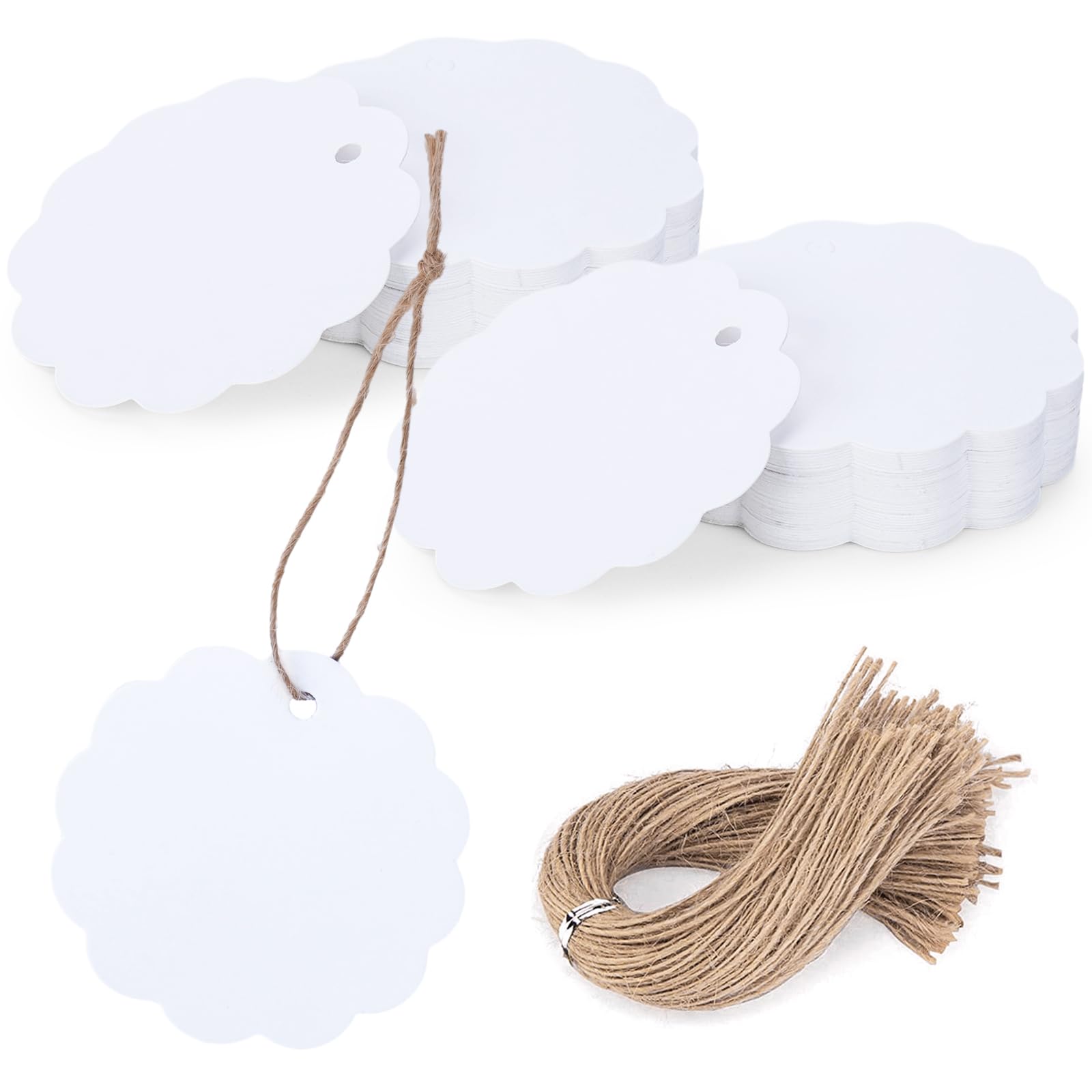 Amazon.com : SallyFashion 100PCS White Paper Tags with String, Round ...