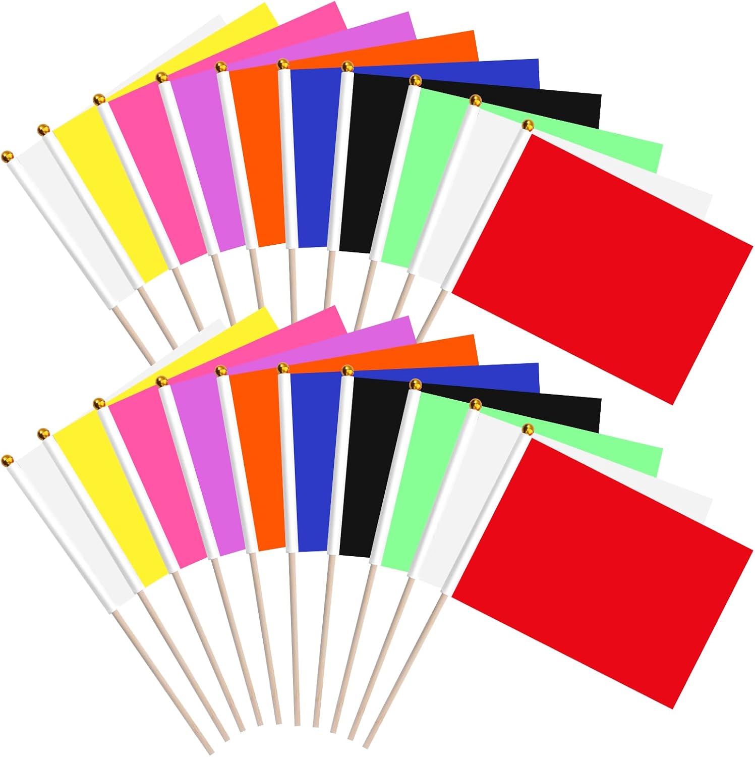Amazon.com: 20 PCS Solid Color Blank small flags on sticks, Red White ...