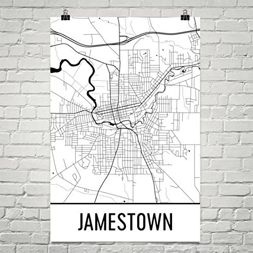 Jamestown NY Map, Jamestown Art, Jamestown Print, Jamestown NY Poster ...