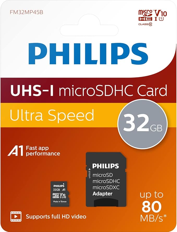 Amazon.com : Philips 32 GB Class 10 Micro SDHC Memory Card with Adapter ...