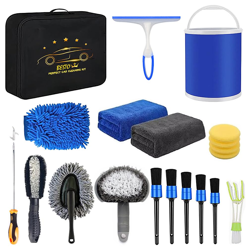 Xvoxy Car Cleaning Kit 20Pcs - Car washing Kit with 11L foldable Bucket ...