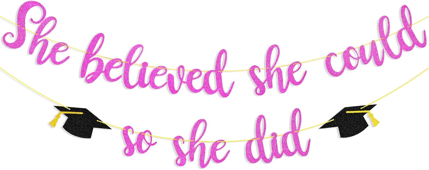 Amazon.com: She Believed She Could So She Did Banner Decorations ...