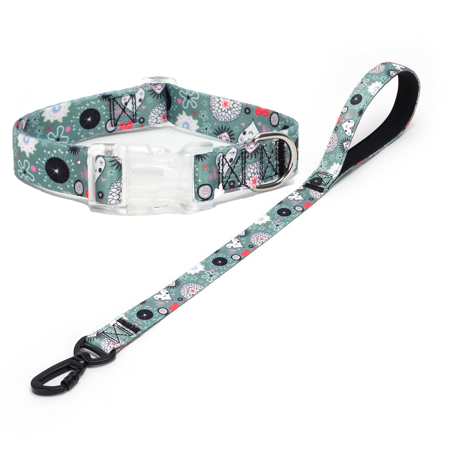 Amazon.com : Haoyueer Dog Collar and Leash Set Cute Floral Pattern Dog ...