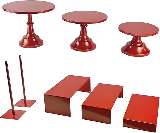 Amazon.com: FESTLOVE Set of 8 Red Cake Stands Donut Holder Round Metal ...