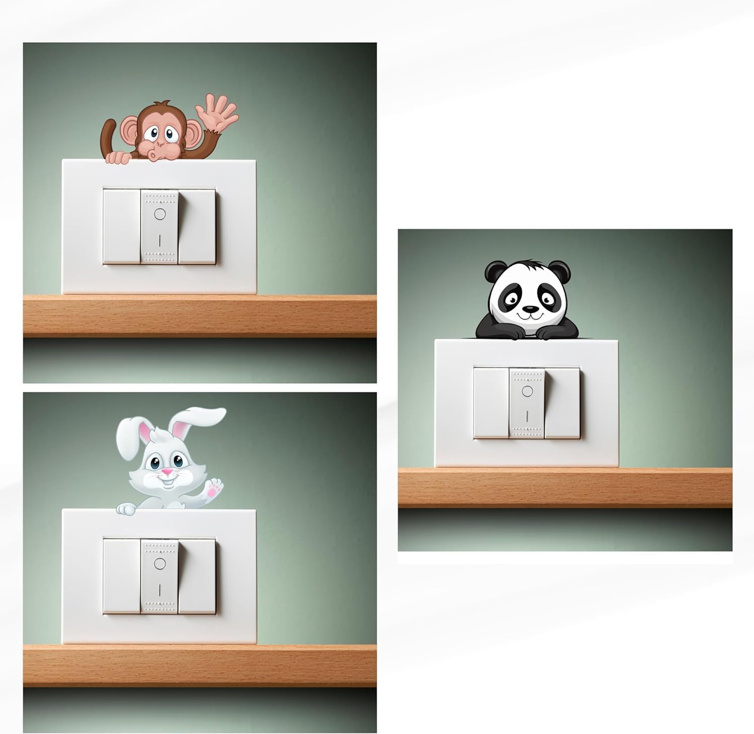 Amazon.com: Cartoon Animal Switch Stickers - Cute Panda, Rabbit, Monkey ...