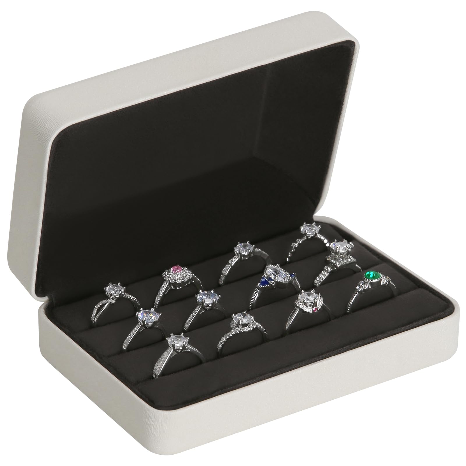 Amazon.com: KUKUVR Velet Ring Storage Box for Multiple Rings, Travel ...