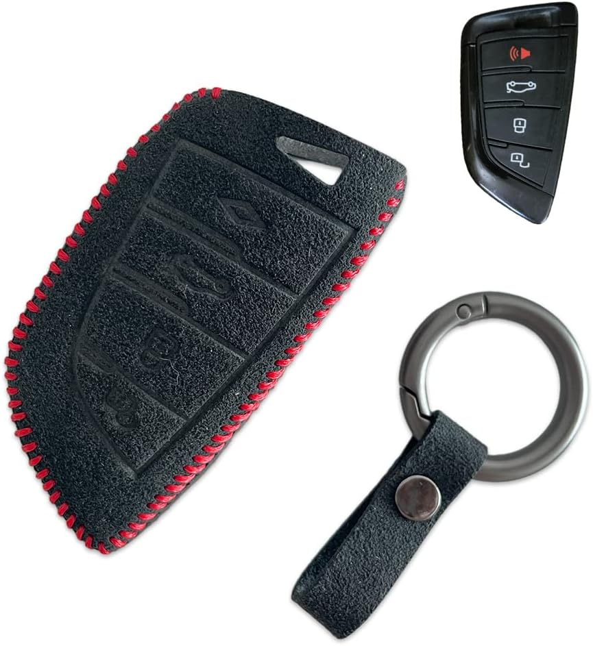 Amazon.com: JanneChou Luxury Suede Handmade Leather Key Fob Case Cover ...