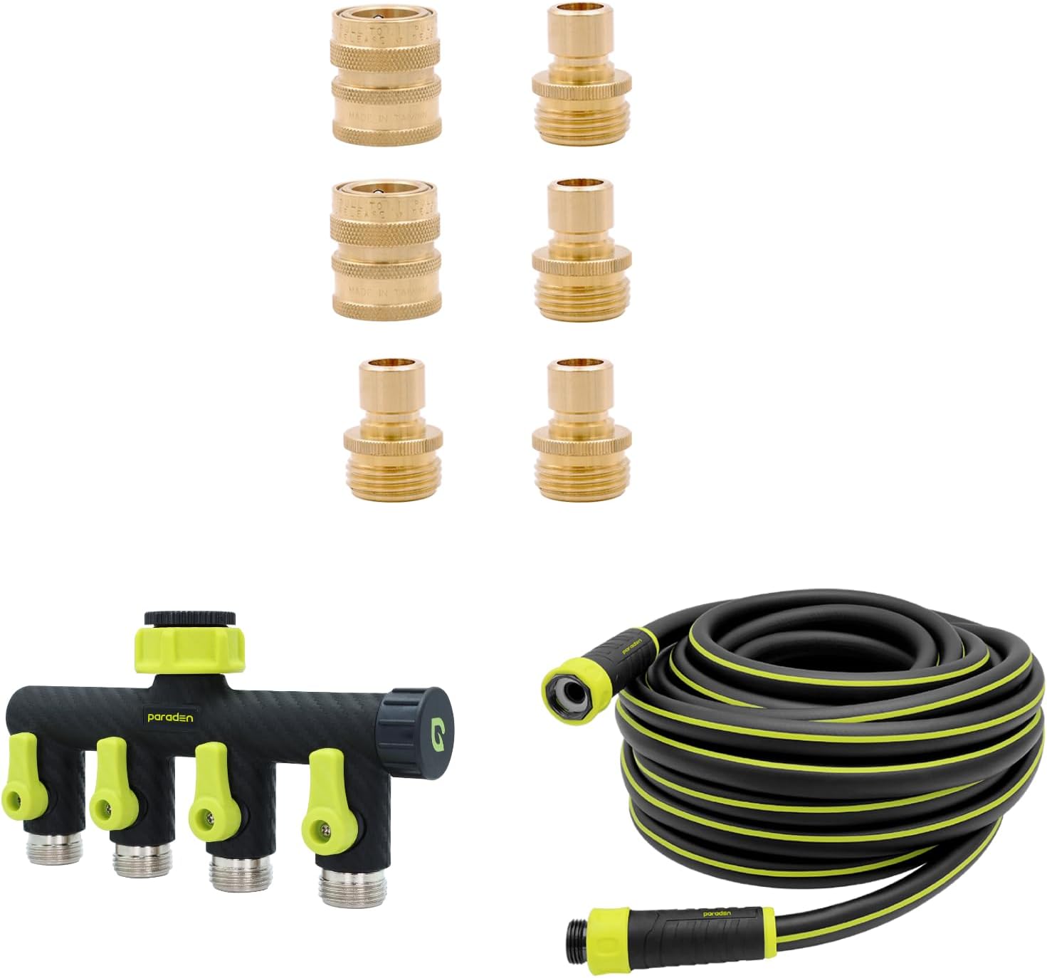 Amazon.com: Paraden 4 Way Splitter & Garden Hose 50ft x 3/4" & Quick ...