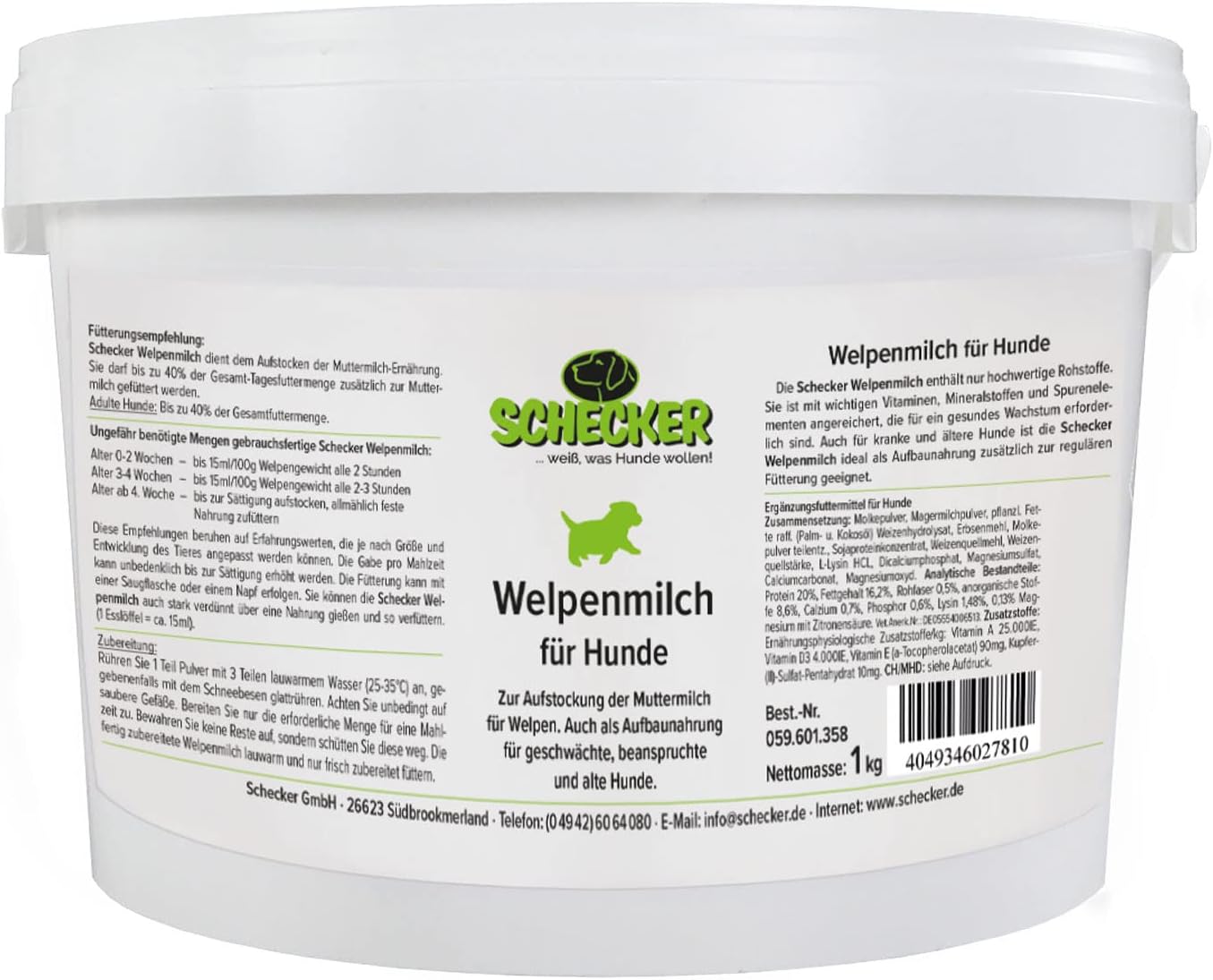 Schecker Dogreform Lait pour chiot, Remplacement du lait maternel ...