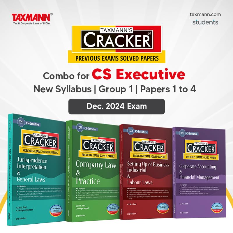 Buy Taxmann's CRACKER COMBO for CS Executive | New Syllabus | Dec. 2024 ...