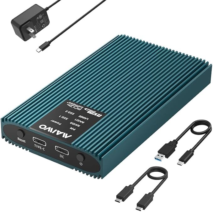 MAIWO NVMe RAID Enclosure Dual Bay, M.2 NVMe M-Key SSD Reader with RAID ...