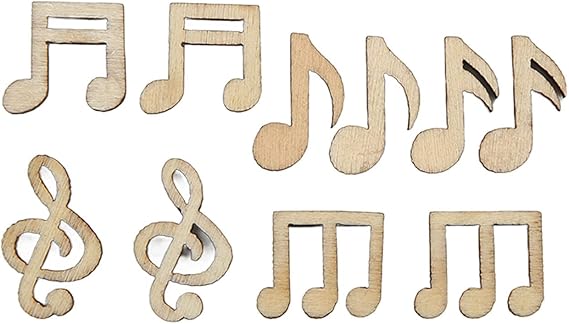 Amazon.com: 100pcs Music Notes Wooden Cutouts, 14 * 15mm Mini Musical ...