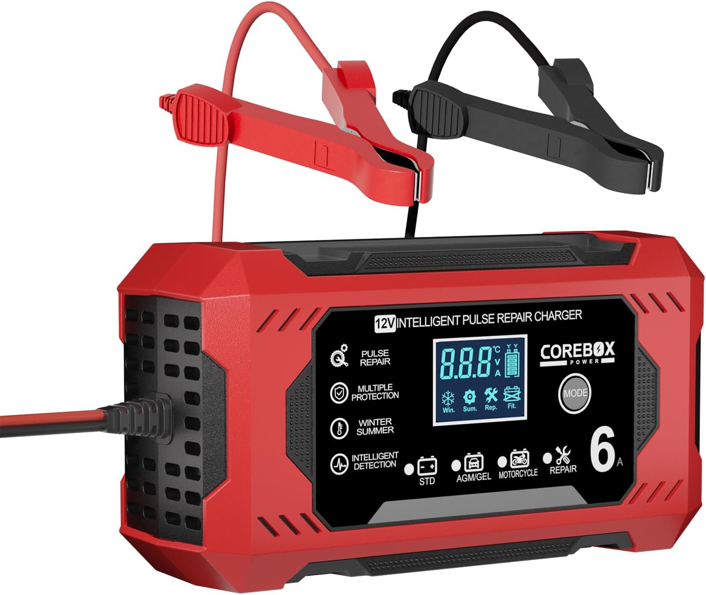 Amazon.com: Corebox Battery Charger 6-Amp 12V Automatic Smart Battery ...