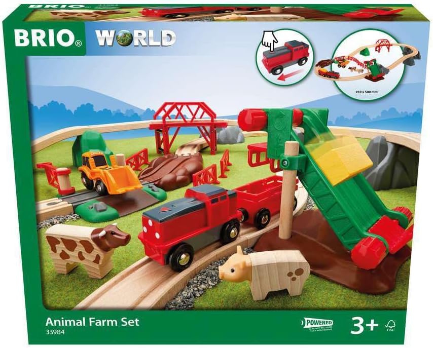Amazon.com: Brio 33984 Animal Farm Set | Wooden Toy Train Set for Kids ...