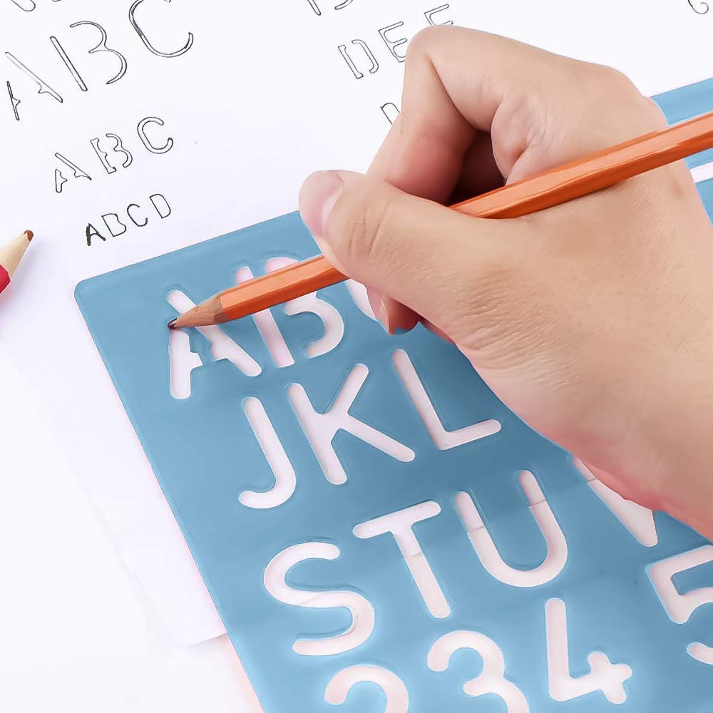 6 Piece Plastic Letter Stencil Alphabet Stencils Ruler Sets Drawing ...