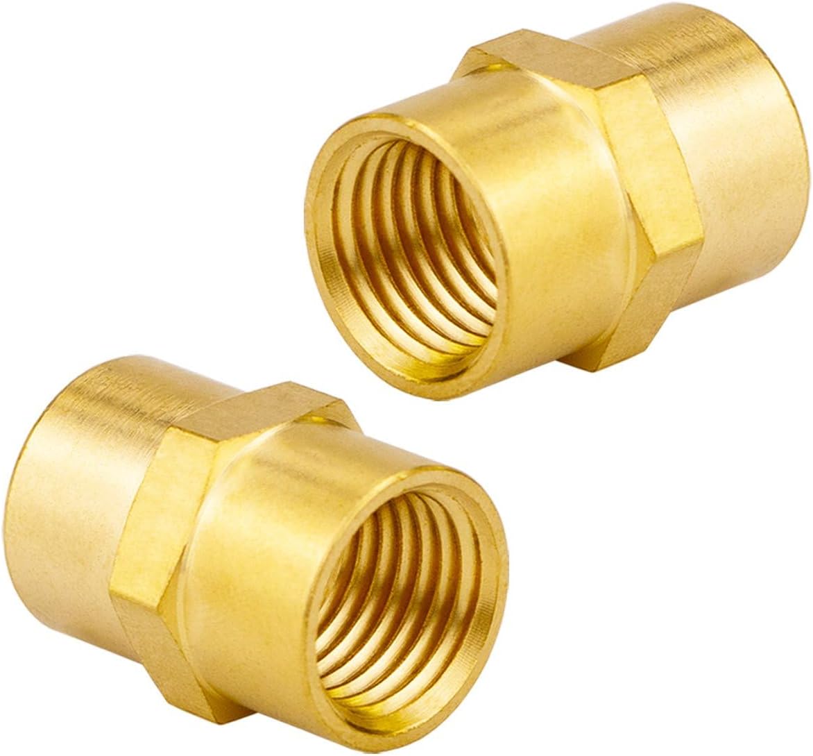 Amazon.com: (2-Piece) Besosay 1/2" x 1/2" NPT Brass Coupler Coupling ...