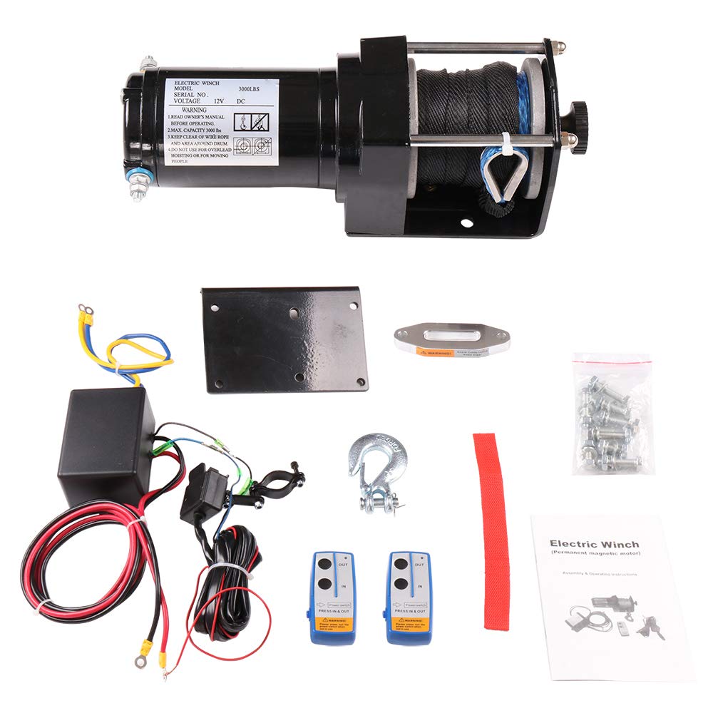 Buy ECCPP Winches, 12V 3000 LBS Electric Winch+Remote Controller ...