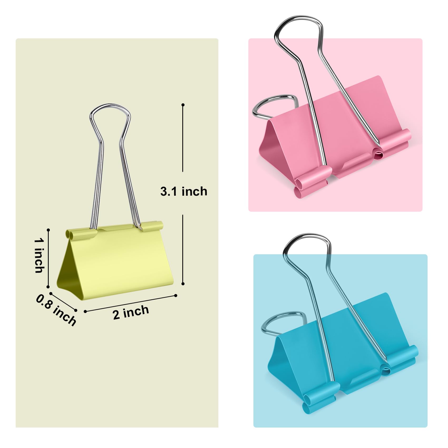 Snapklik.com : 18 Pcs Extra Large Binder Clips 2 Inch Length